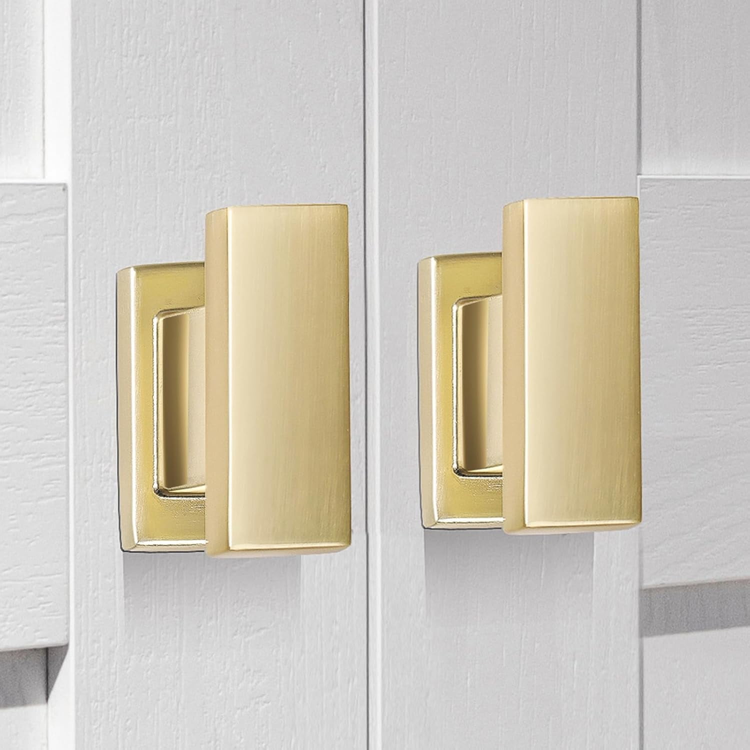 20 piece set of square brushed brass gold cabinet handles, single hole ...