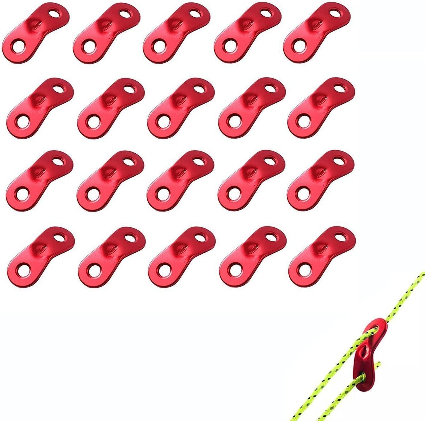 20 pieces of aluminum alloy rope support rods, Guyline adjusters, tent ...