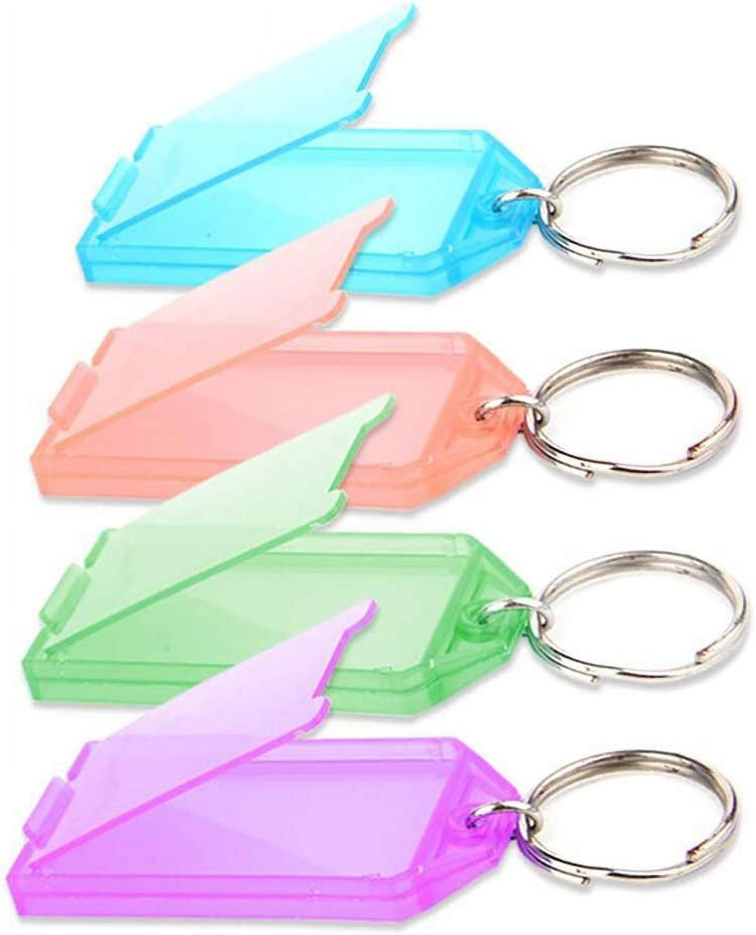 20 pieces tough plastic key tags with split ring label window strong ...