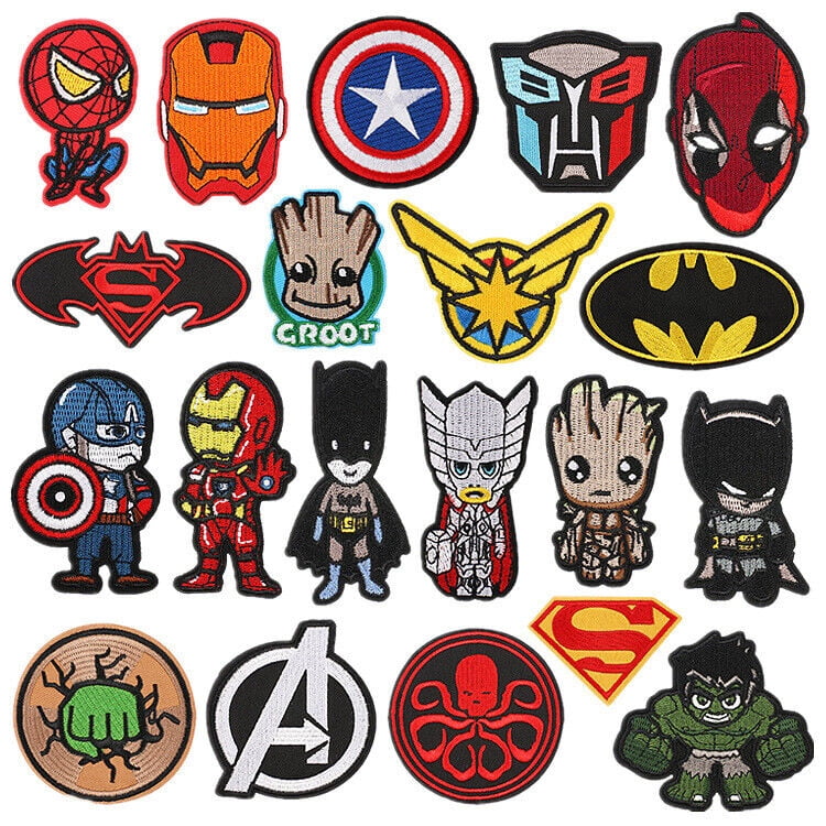 20 ps Marvel Hero Sew-on Iron on Patches lot Embroidered Badge Clothes ...