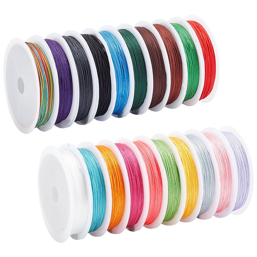 20 rolls 20 colors Polyester Round Thread for Craft Tassel Making Mixed ...