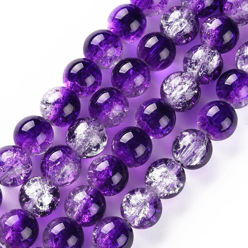 20 strand Baking Painted Transparent Crackle Glass Round Bead Strands ...