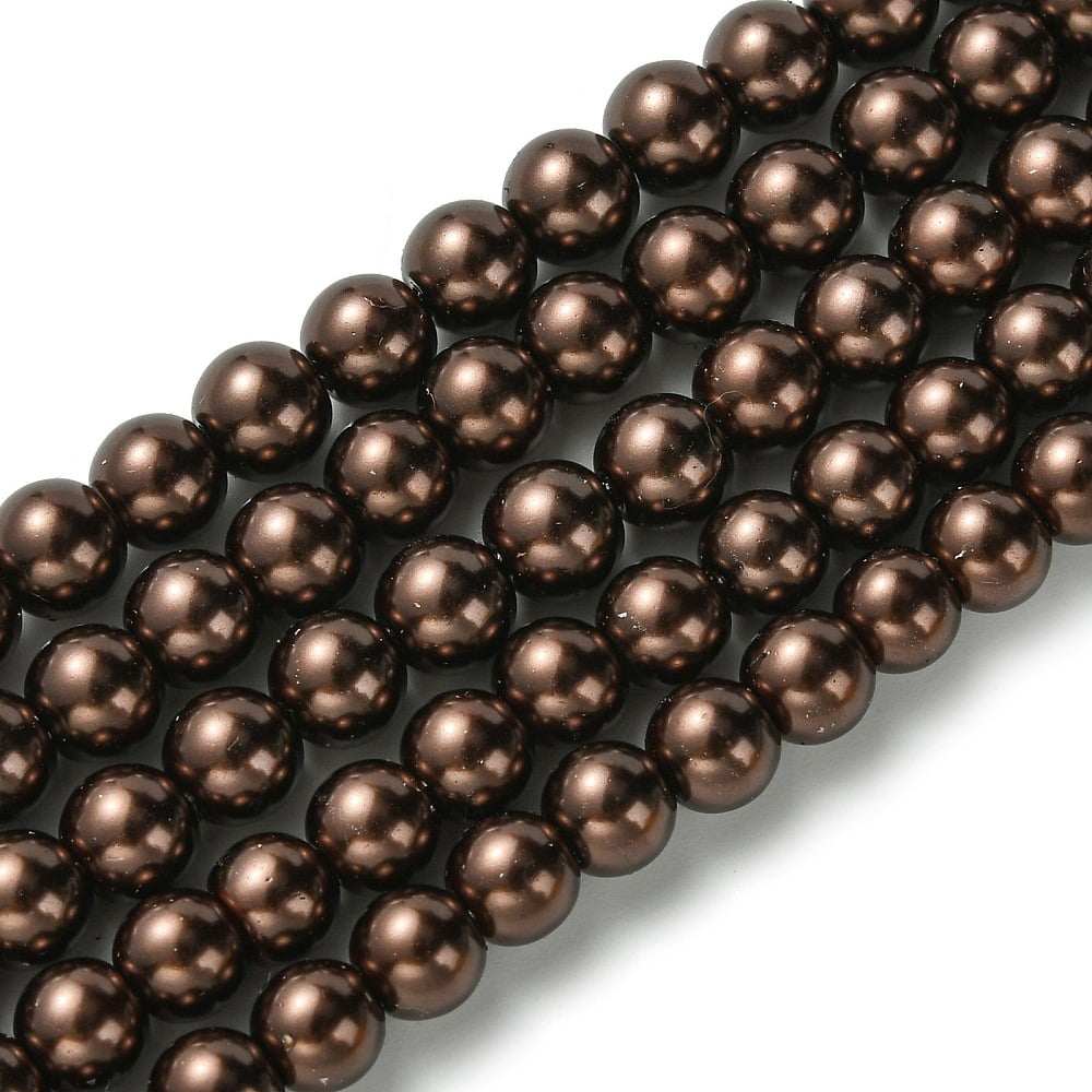 20 strand Eco-Friendly Dyed Glass Pearl Round Bead Strands Cotton Cord ...