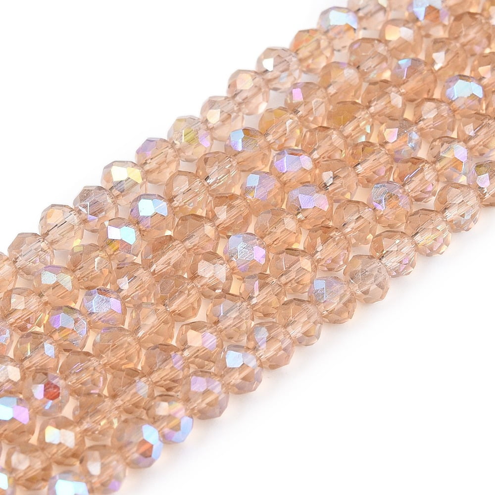 20 strand Electroplate Glass Beads Strands Half Rainbow Plated Faceted ...