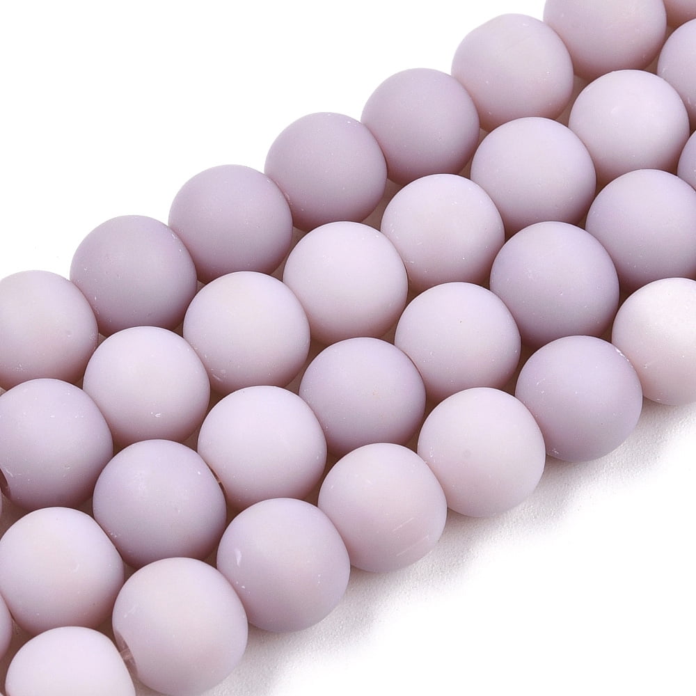 20 strand Opaque Glass Beads Strands Frosted Round Rosy Brown 8~8.5mm ...