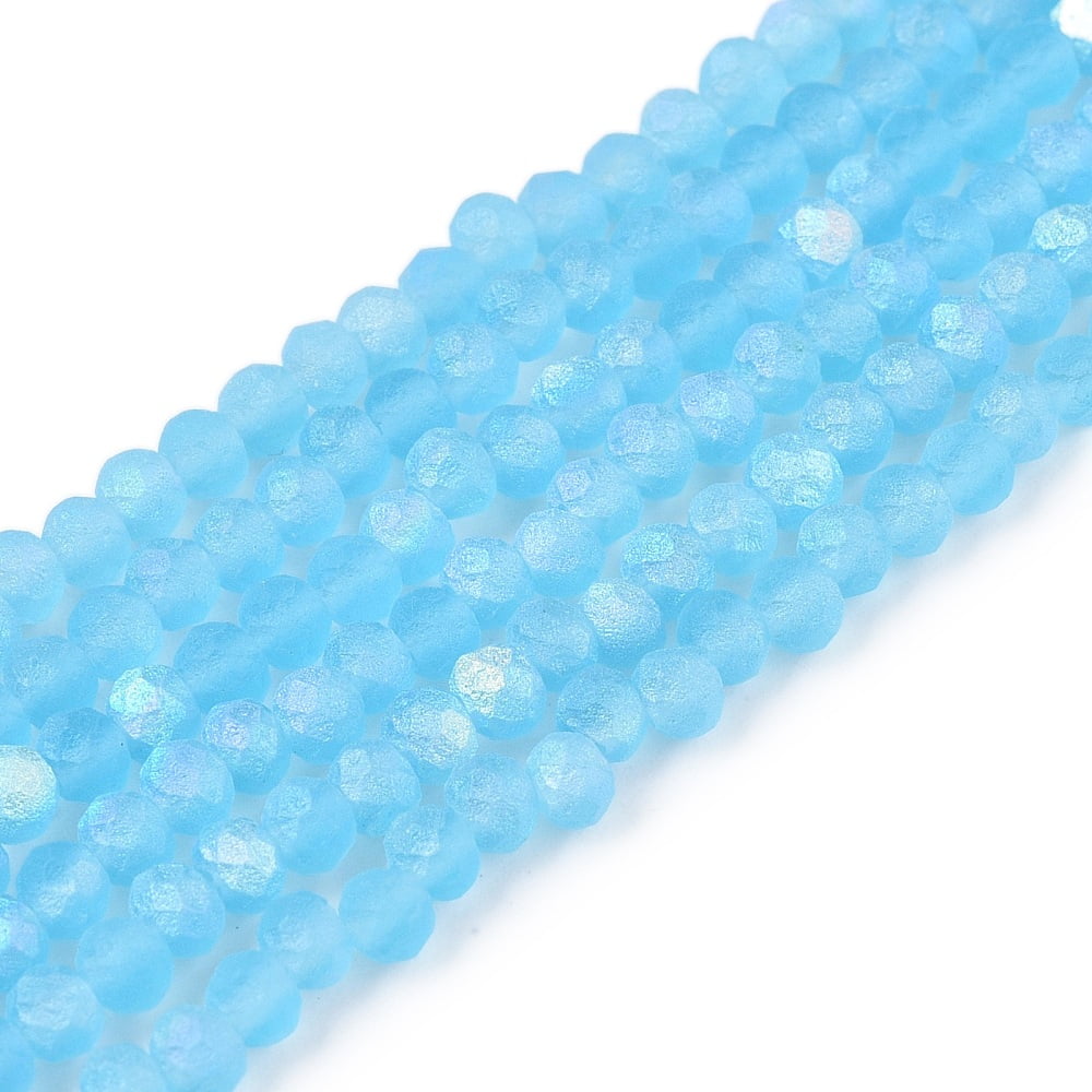 20 strand Transparent Glass Beads Strands Faceted Frosted Half AB color ...