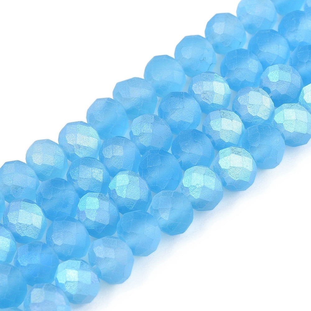 20 strand Transparent Glass Beads Strands Faceted Frosted Half AB color ...