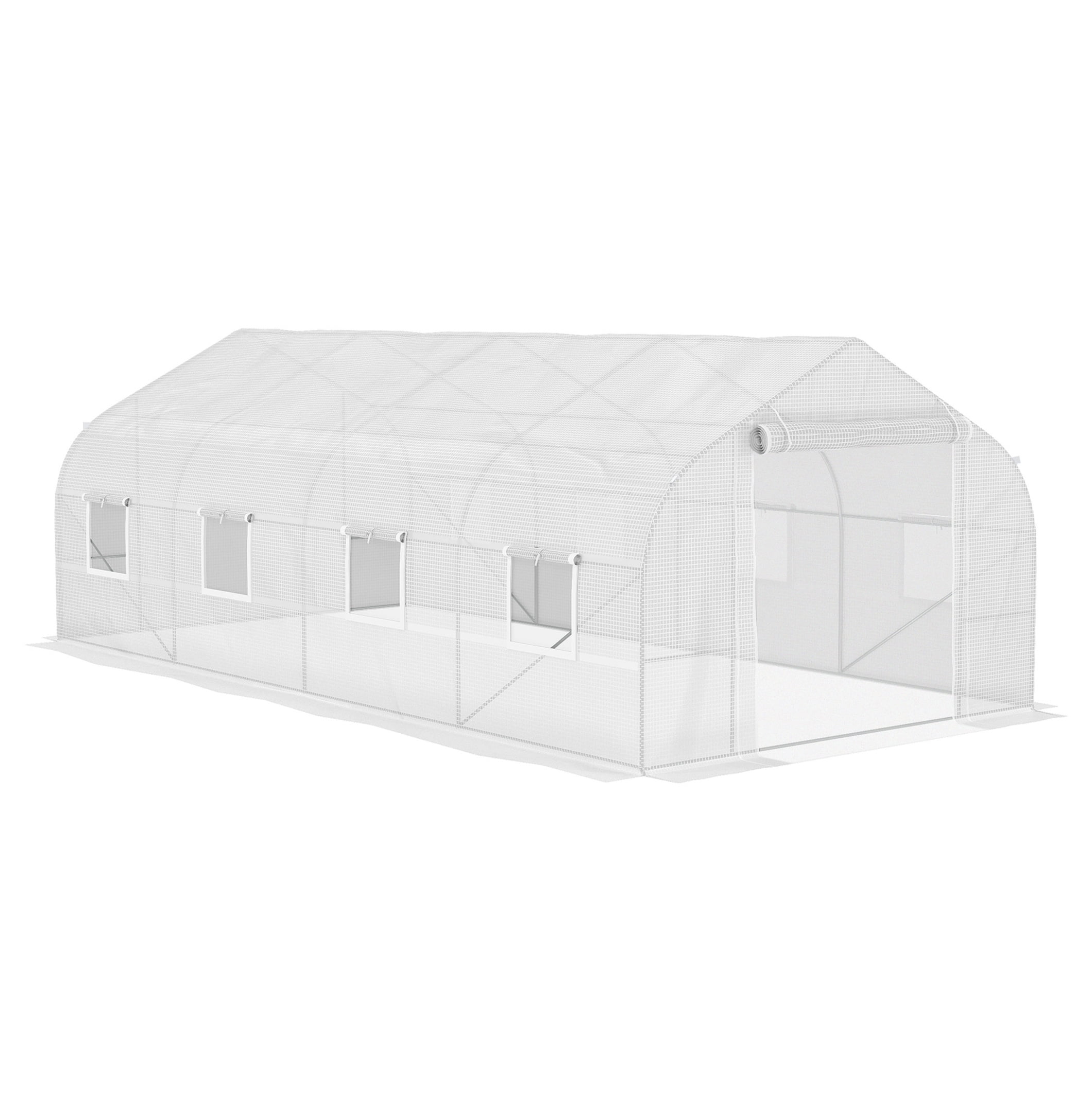 20' x 10' x 7' Walk-in Tunnel Greenhouse with Zippered Mesh Door & 8 ...