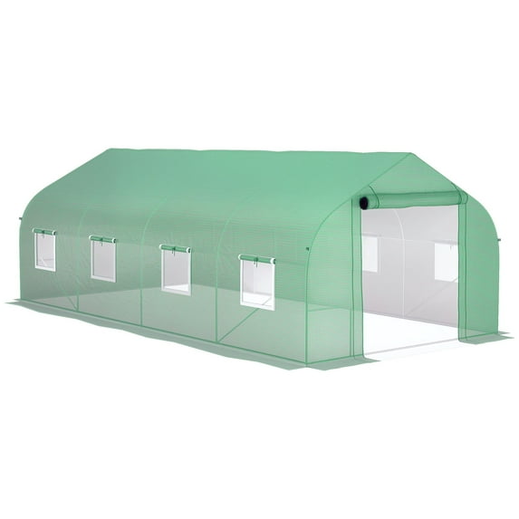 20' x 10' x 7' Walk-in Tunnel Greenhouse with Zippered Mesh Door and 8 ...
