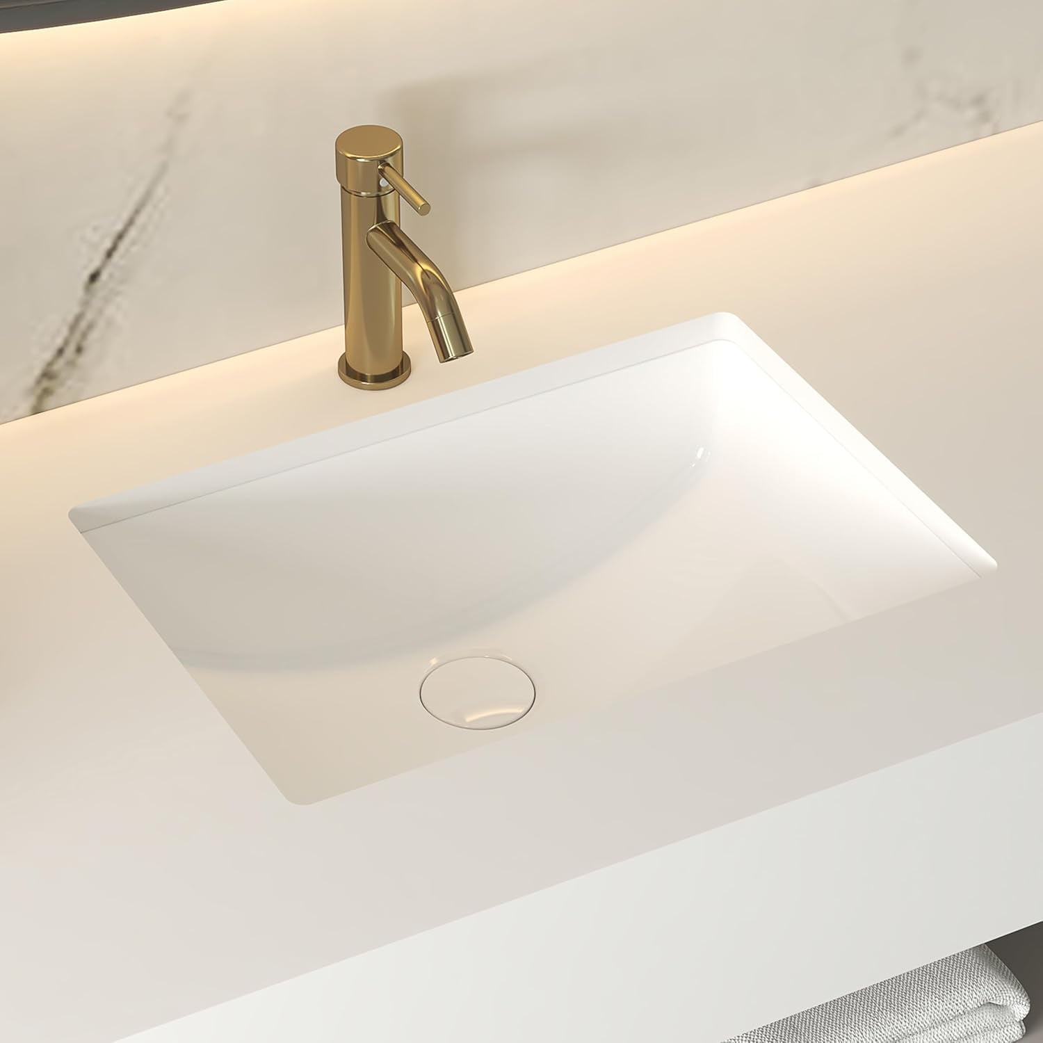 20” x 14” Undermount Bathroom Sink, WHALEKING Rectangle Under Mount ...