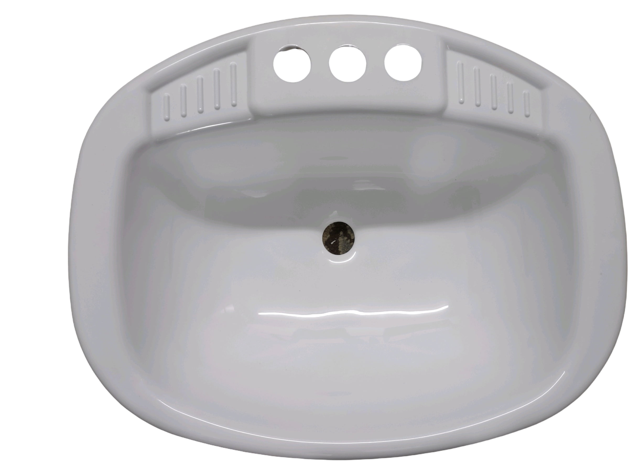 20" x 16" White Round Plastic Lavatory Sink For Mobile Homes/RV's ...