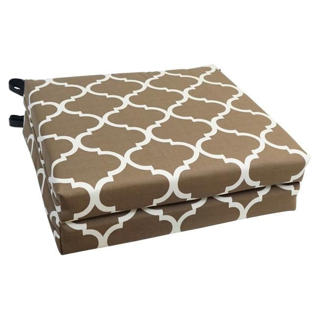 20 x 19 in. Patterned Outdoor Chair Cushions, Landview Mocha - Set of 2 ...