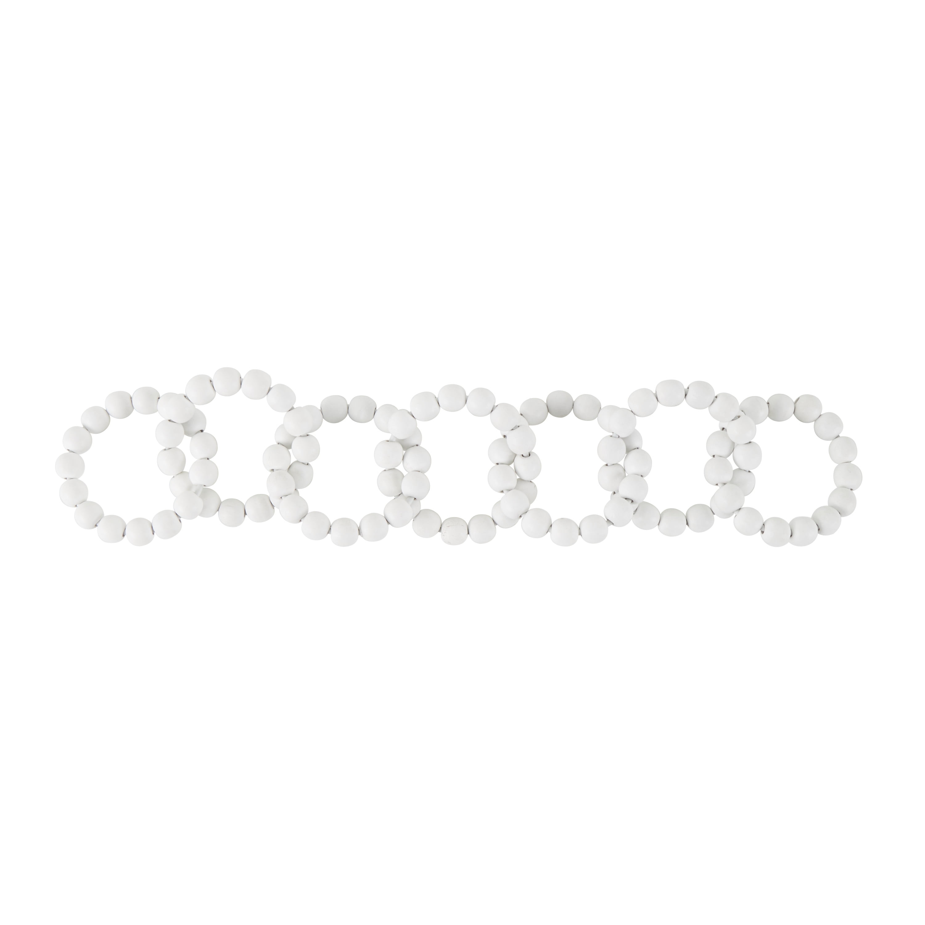 20" x 2" White Wood Beaded 7 Link Chain Sculpture, by DecMode - Walmart.com