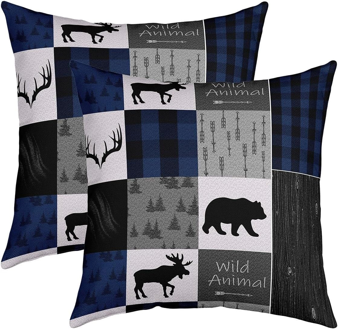 20 x 20-Inch Bear Print Square Cushion Covers Set of 2 Boys Girls Wild ...