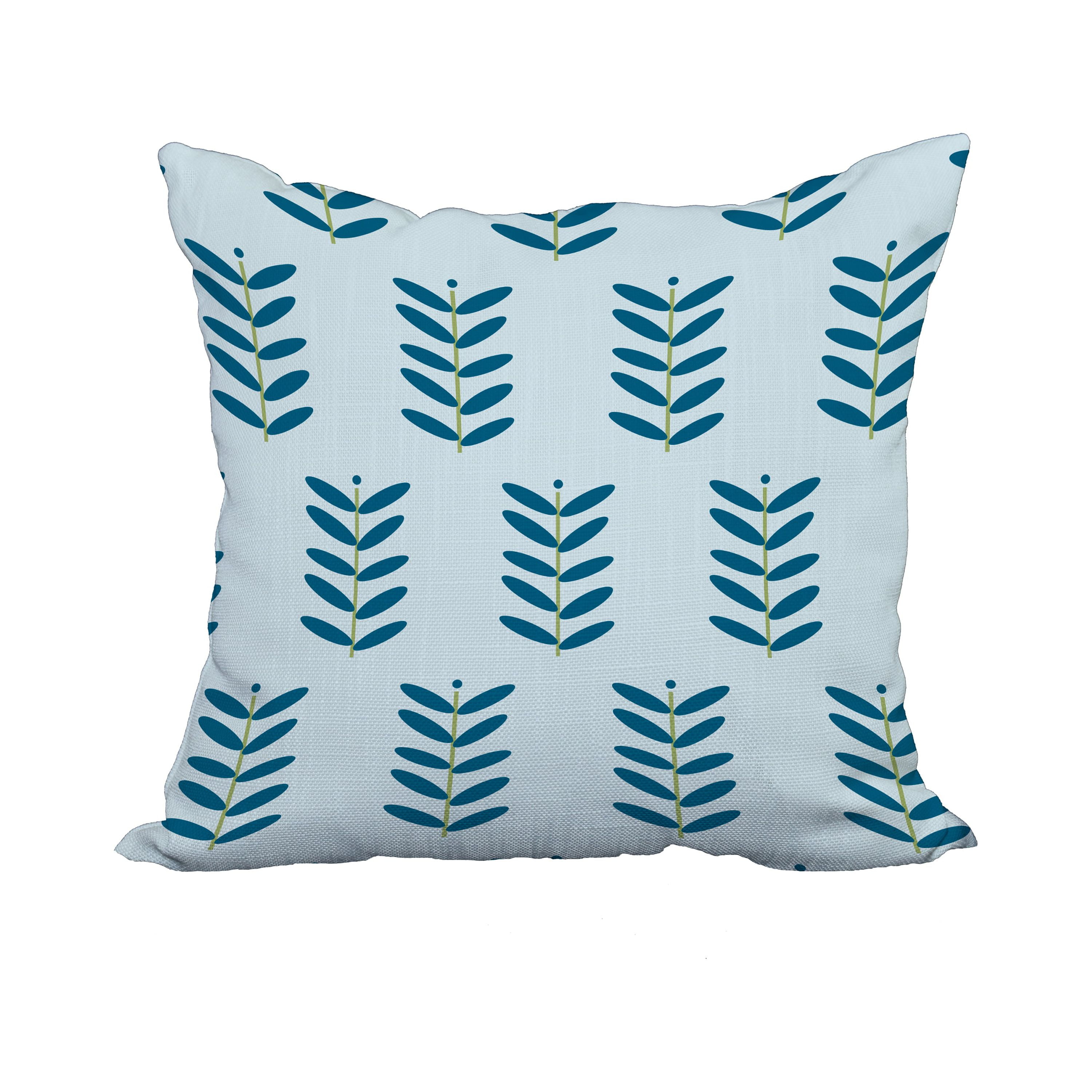 20 x 20 Inch Teal Floral Print Decorative Polyester Throw Pillow with a ...