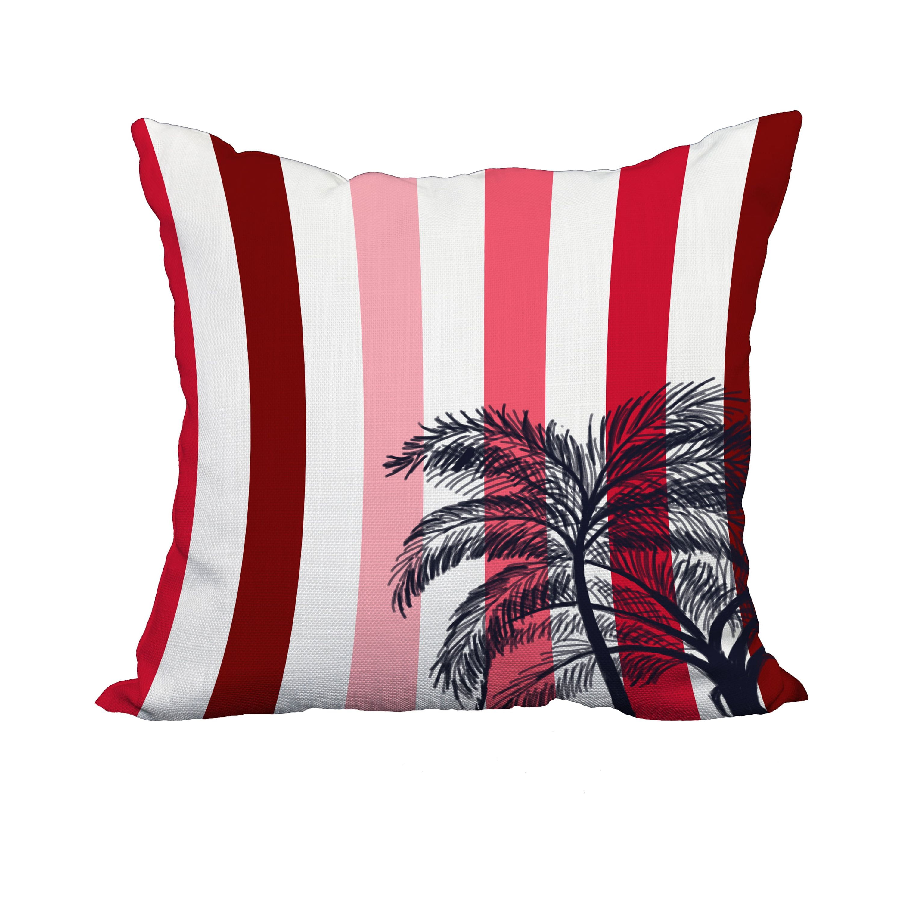 20 x 20 Inch Thin Stripe Palm Red Stripe Print Decorative Polyester ...