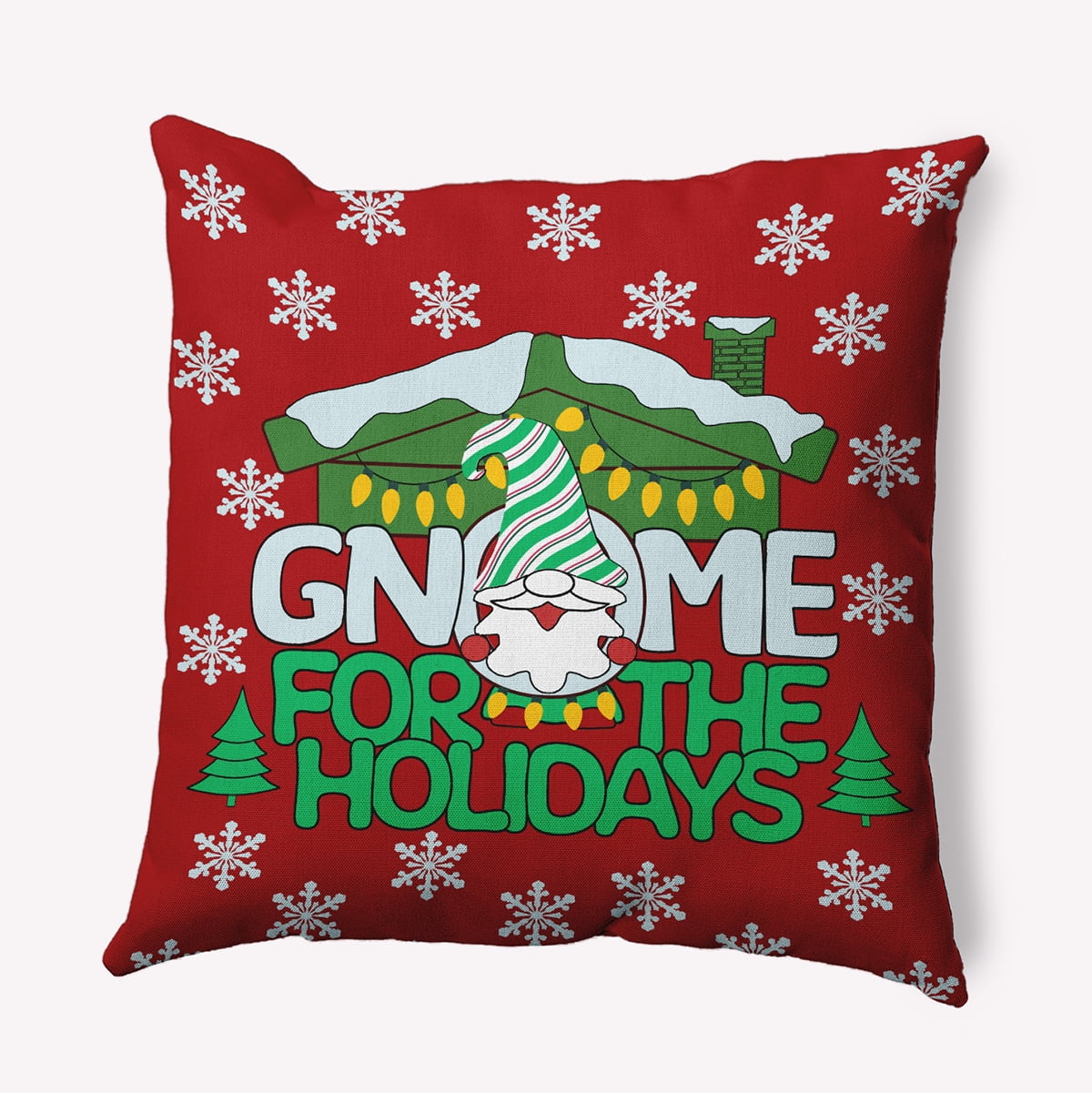 20" x 20" Simply Daisy Gnome for the Holidays Polyester Indoor/Outdoor ...