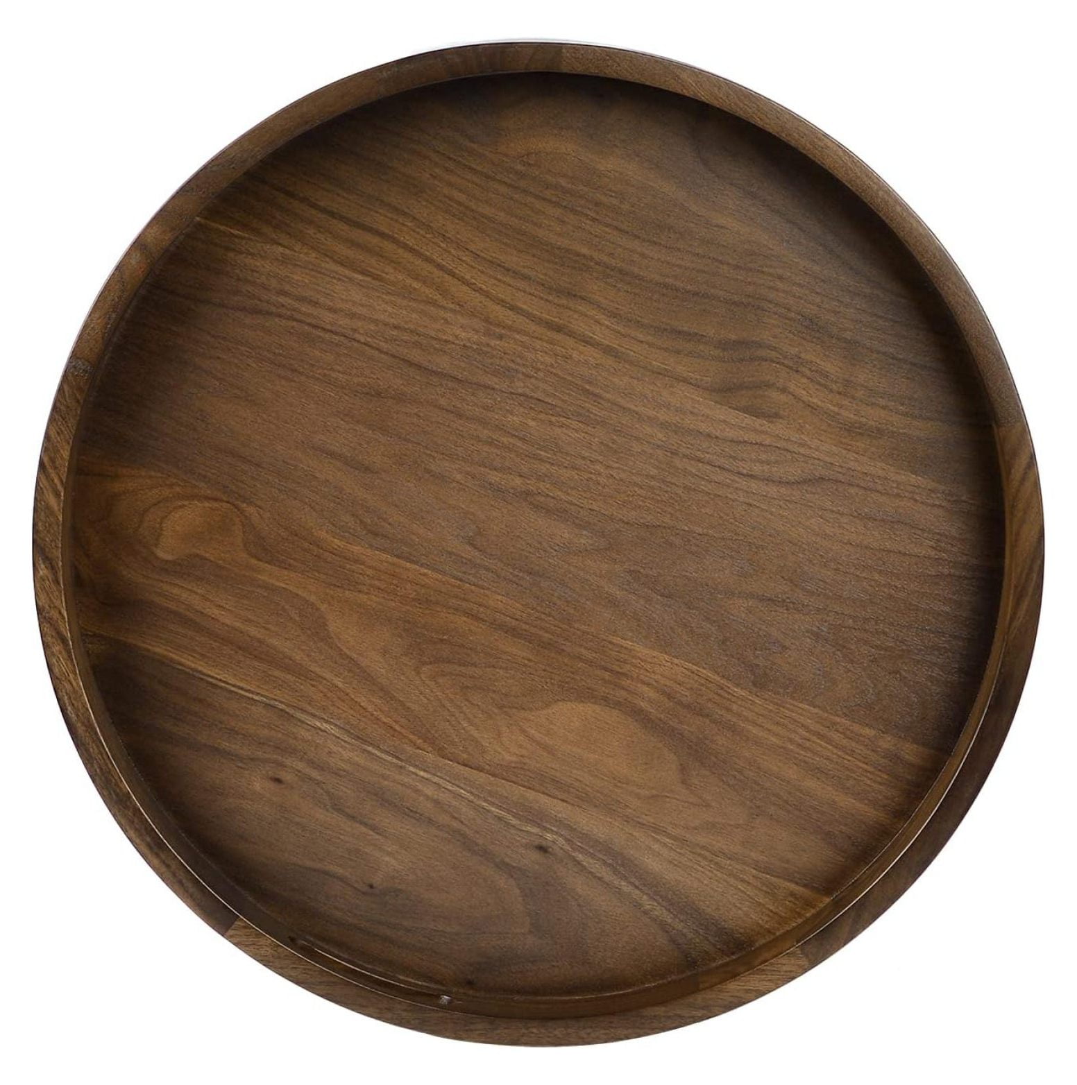 20 x 20 inches Large Round Ottoman Table Tray Wooden Solid Black Walnut ...