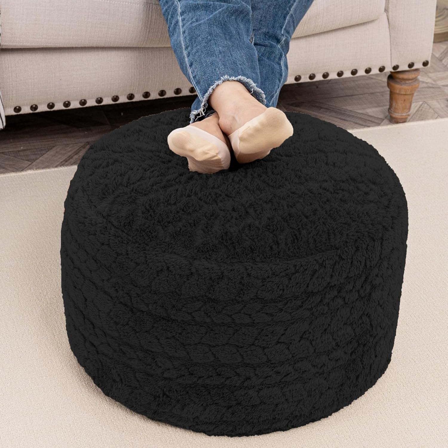 20 x 20 x 14 Inches Boho Poof Home Decor Floor Pouffe Ottoman Foot Rest ...