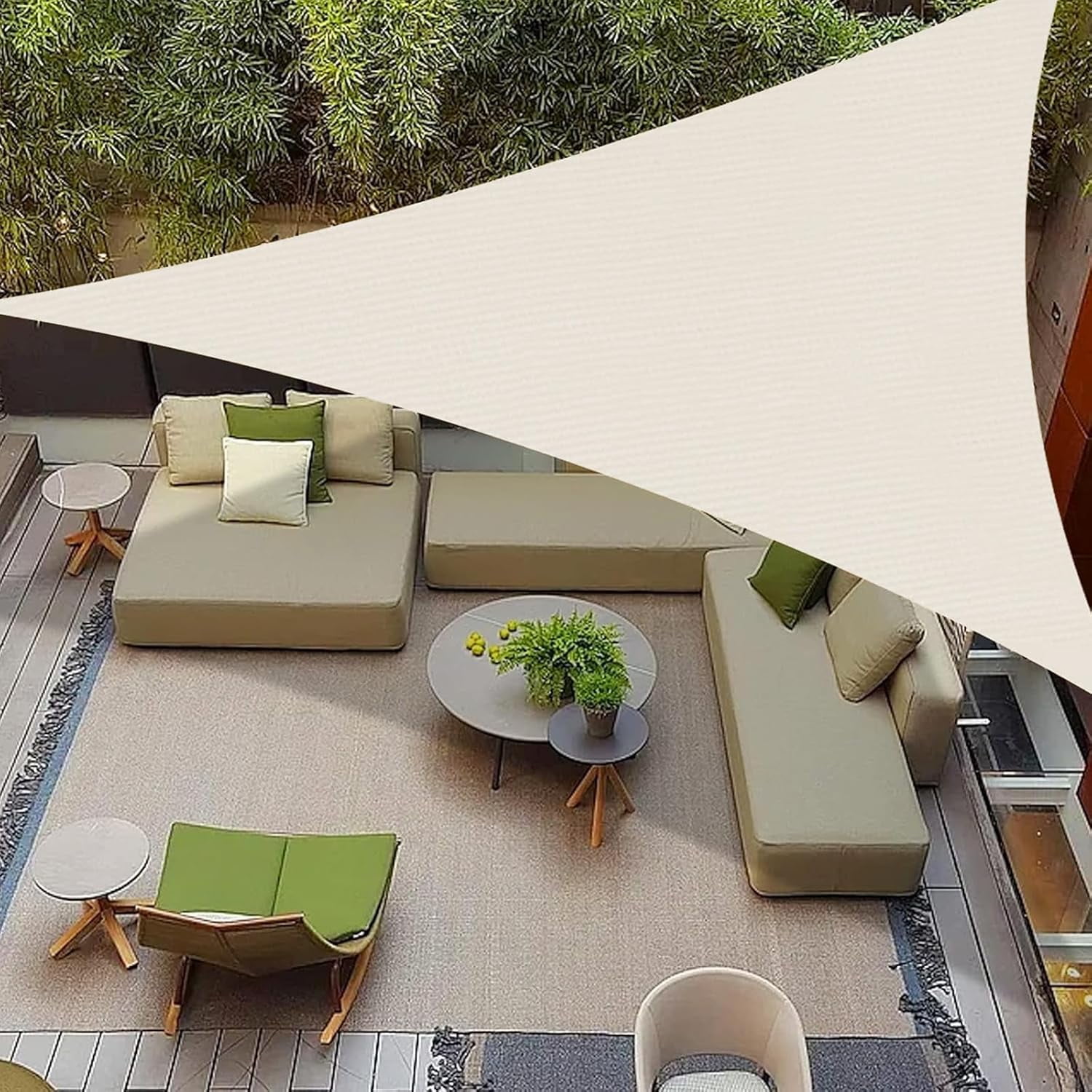 20'x 20'x 20' Sun Shade Sail Triangle Cream UV Block Outdoor Shade ...