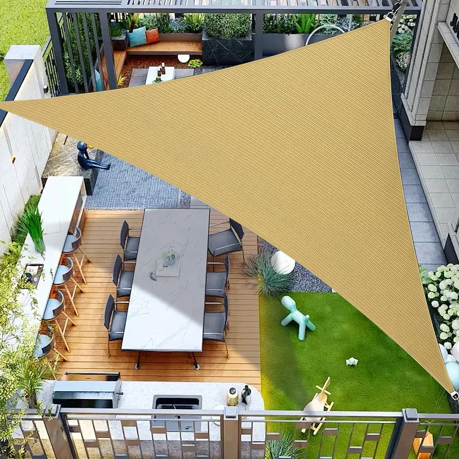 20' x 20' x 20' Triangle Sun Sail Shades Canopy UV Block Sun Shades ...
