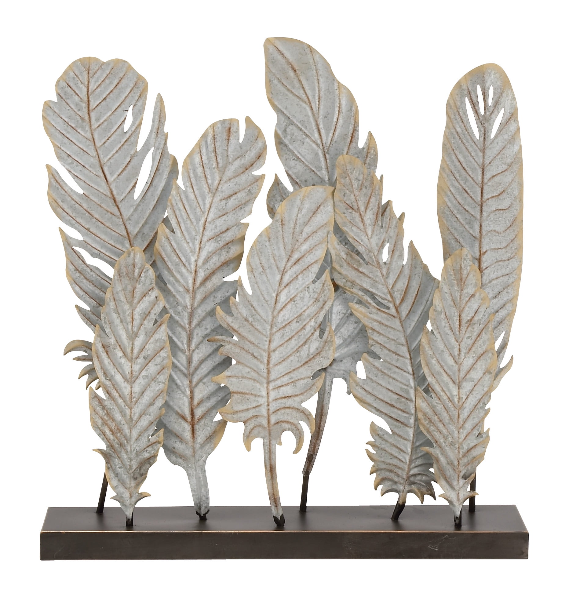 20" x 21" Gray Metal Feathers Bird Sculpture, by DecMode - Walmart.com
