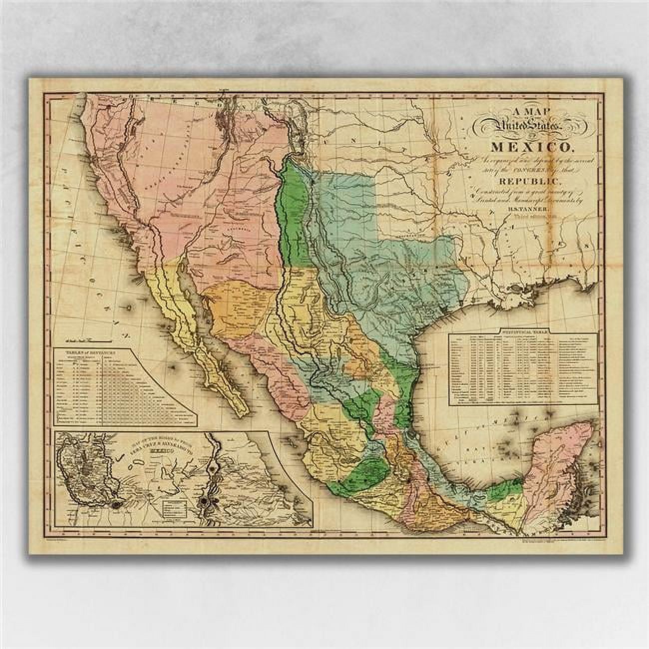 20" x 24" Vintage 1846 Map of Mexico Wall Art - Walmart.com