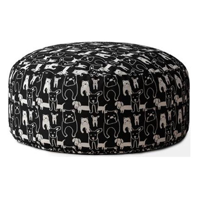 20 x 24 x 24 in. Black Cotton Round Animal Print Pouf Ottoman - Walmart.com