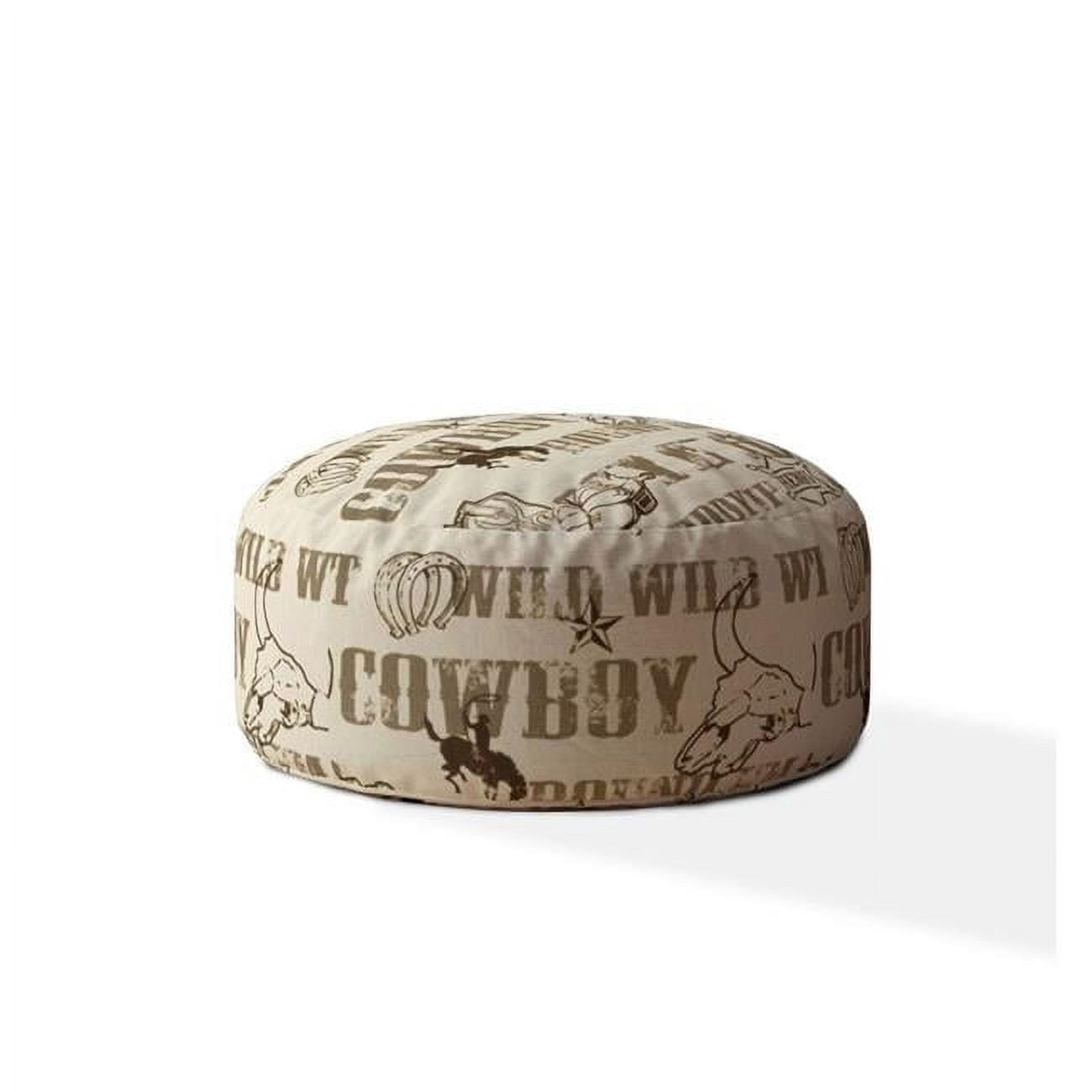 20 x 24 x 24 in. Brown Cotton Round Animal Print Pouf Ottoman - Walmart.com