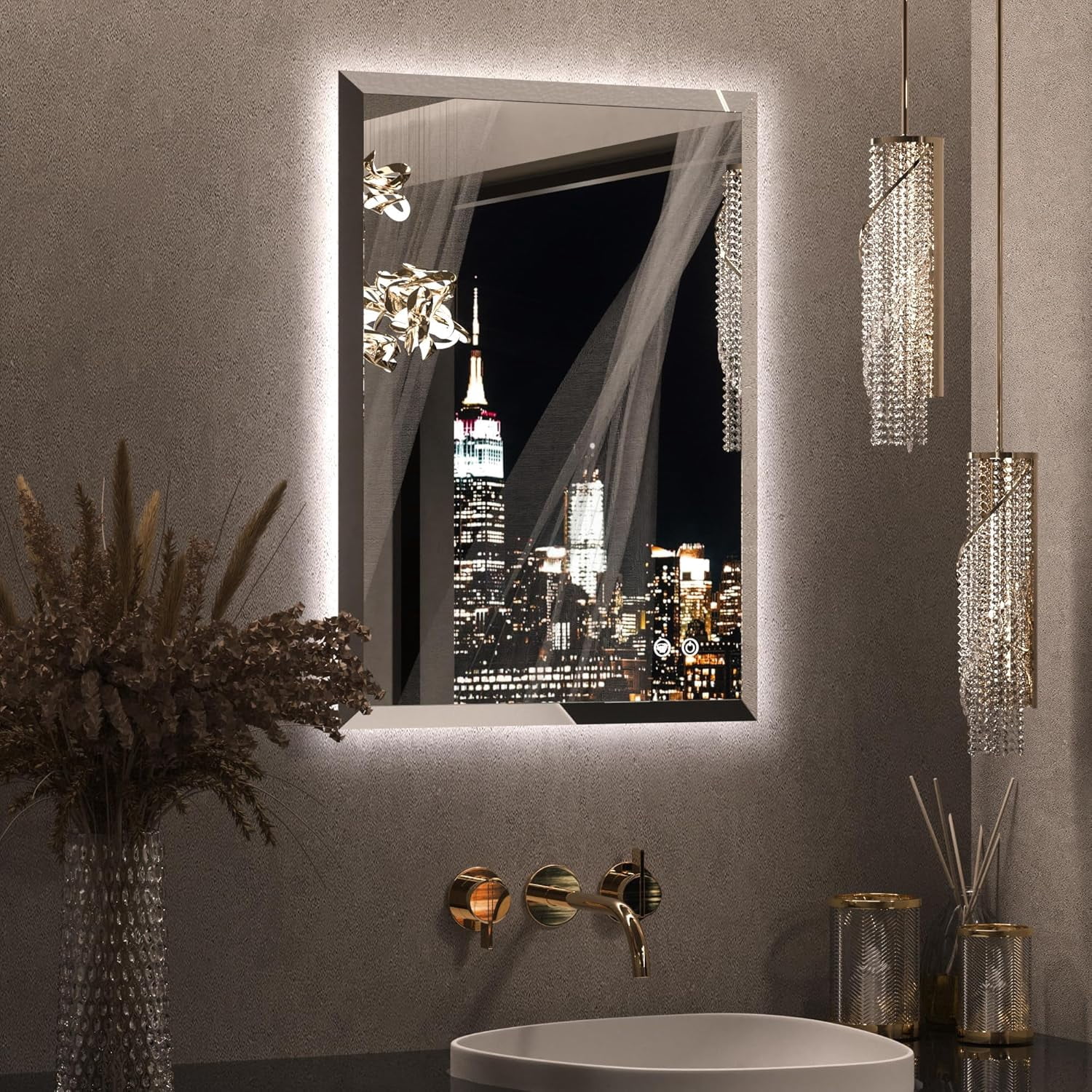 20 x 28 Inch Backlit Mirror Bathroom, Frameless LED Mirror for Bathroom ...