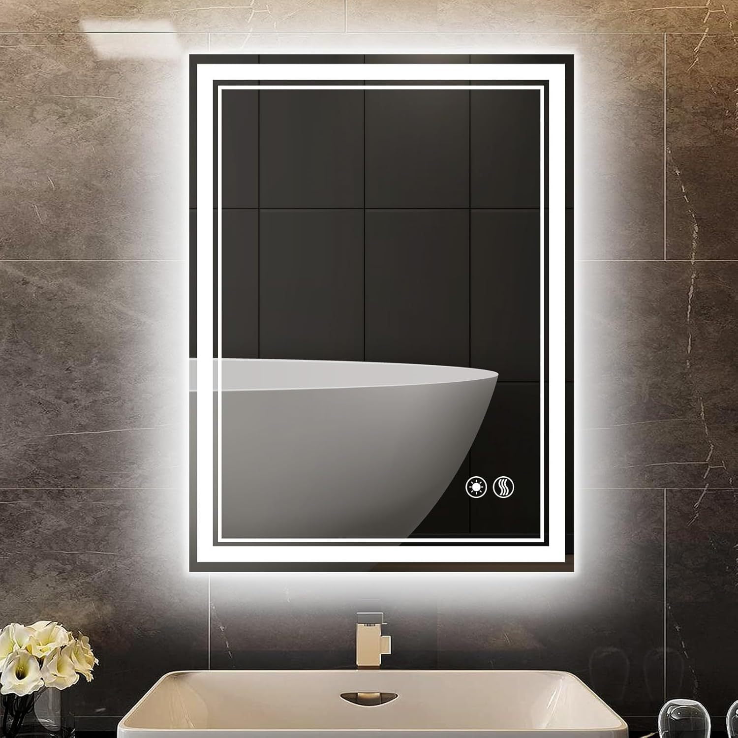 20 x 28'' LED Bathroom Mirror Anti-Fog Bathroom Mirror with LED Lights ...