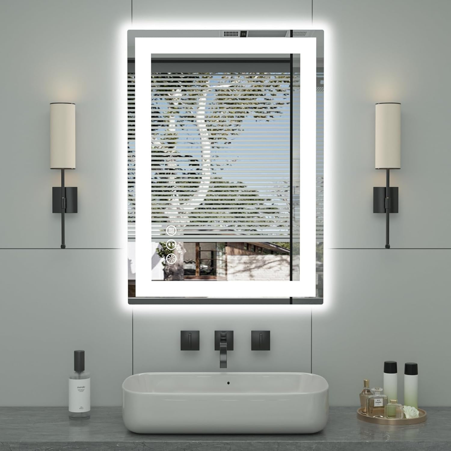 20"x 28" LED Bathroom Mirror with Adjustable Front and Back Lighting ...