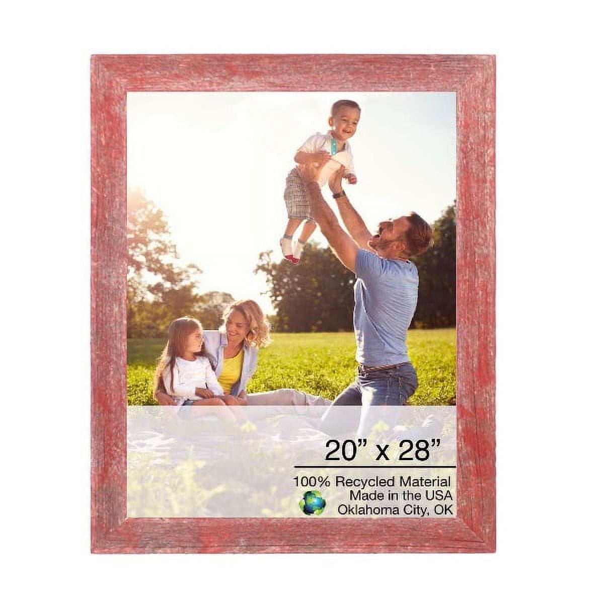 20" x 28" Rustic Farmhouse Red Wood Frame - Walmart.com