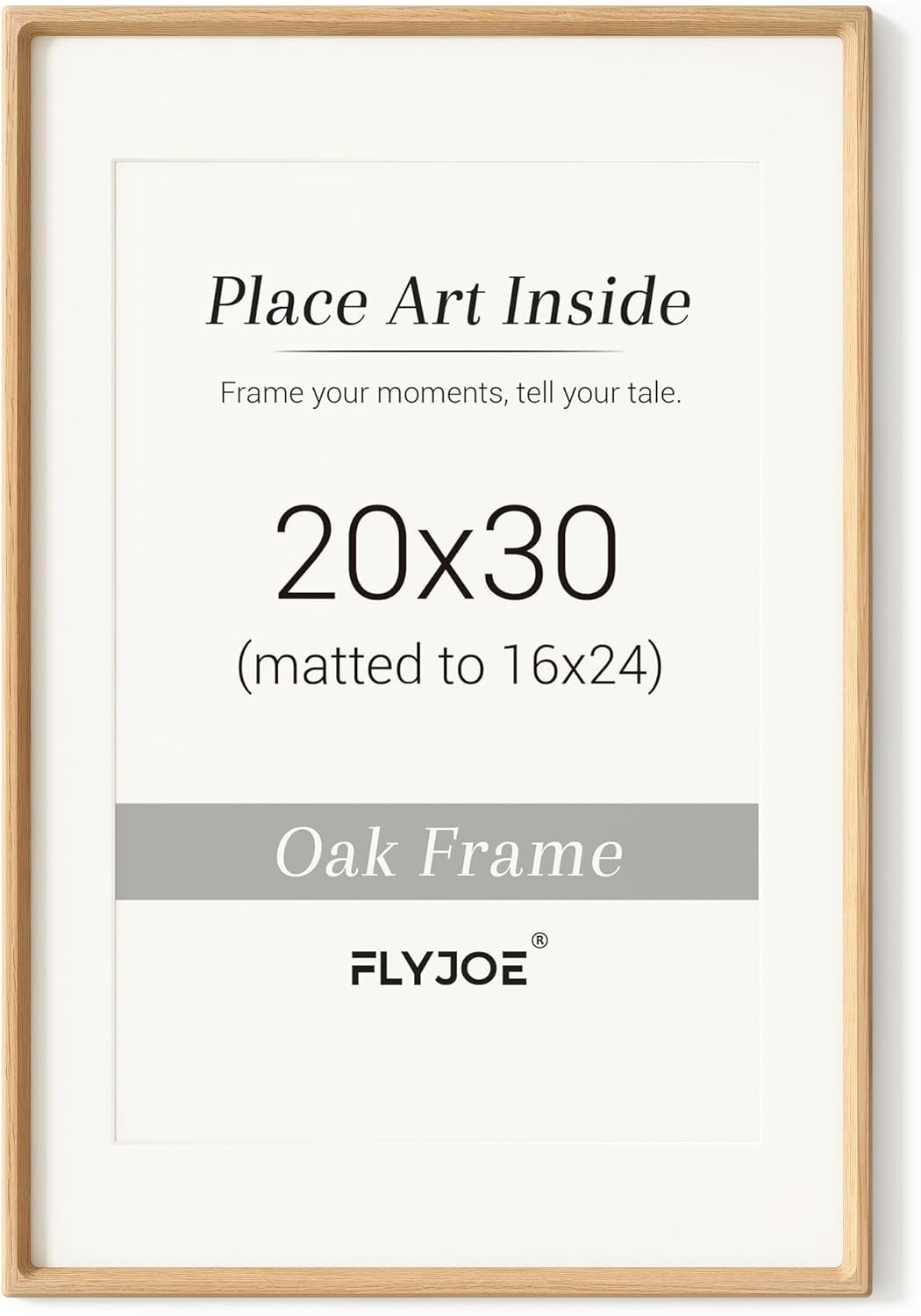 20 x 30 Poster Frame, USA-Sourced Natural Oak Wood Picture Frame with ...