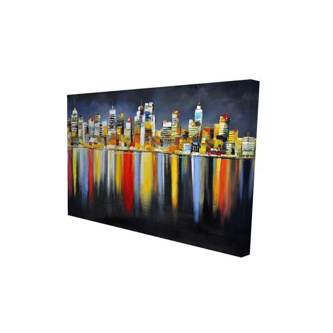 20 x 30 in. Colorful Reflection of A Cityscape by Night-Print on Canvas ...