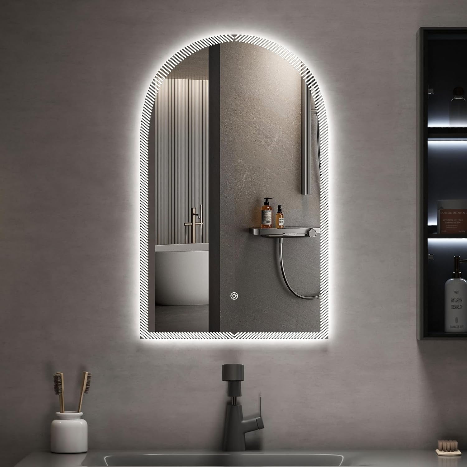 20 x 31 Inch Arch Backlit Mirror,Modern Bathroom Mirror with Led,Arched ...