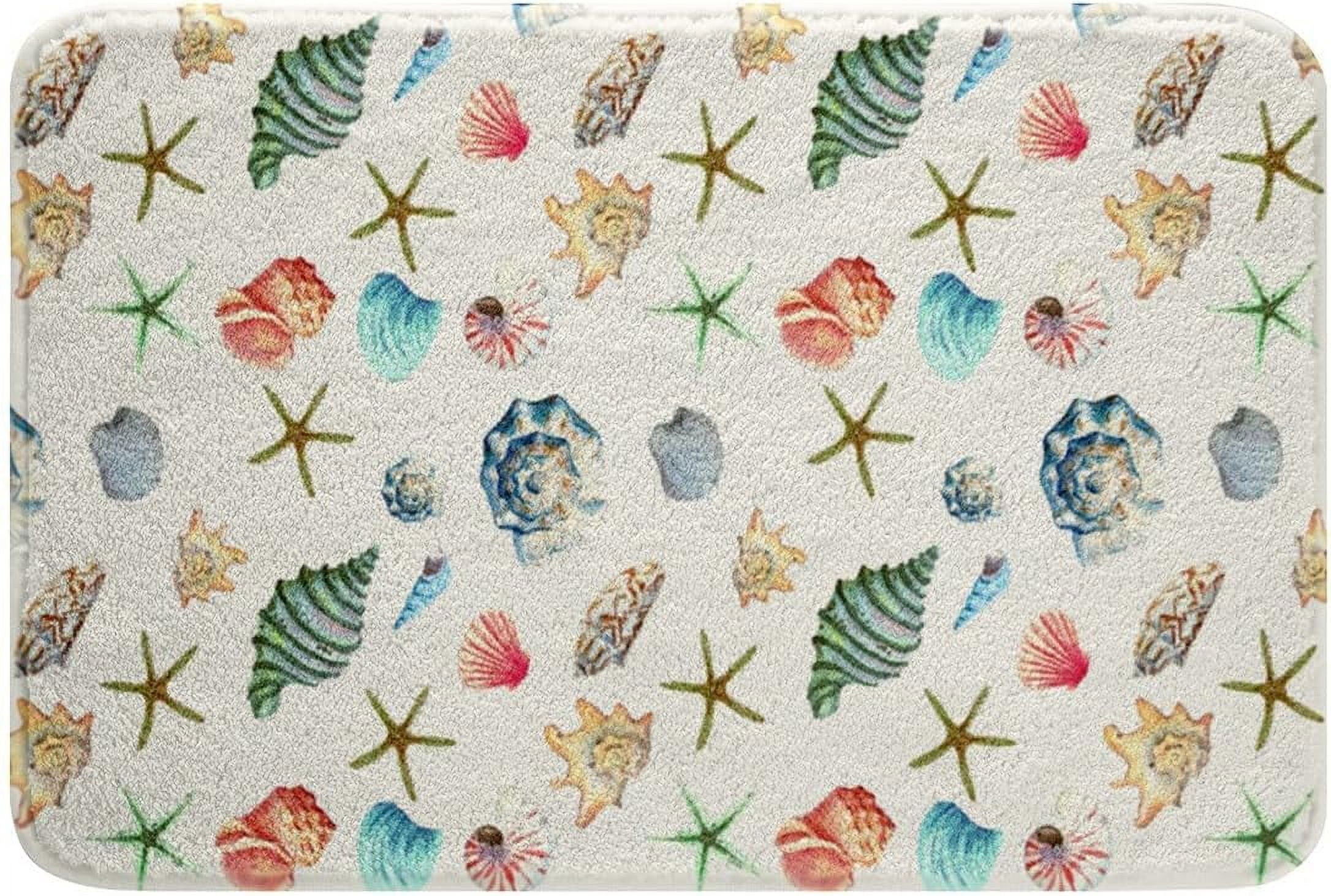 20" x 32"Sea Screw Bath Rug,Seashells Starfish Bath Mats for Boys Girls ...