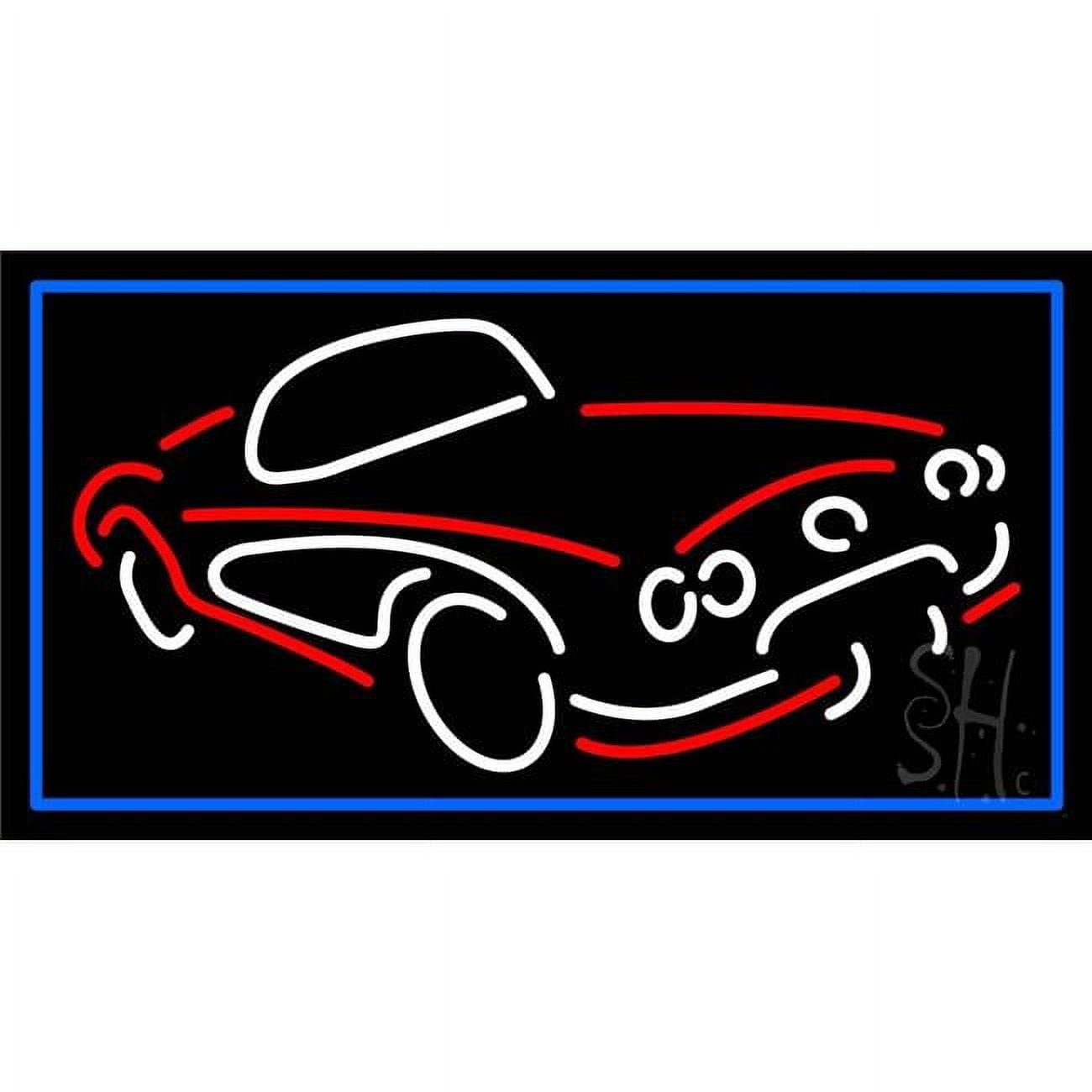 20 x 37 in. Car Logo Blue Border Neon Sign - Red, Blue & White ...