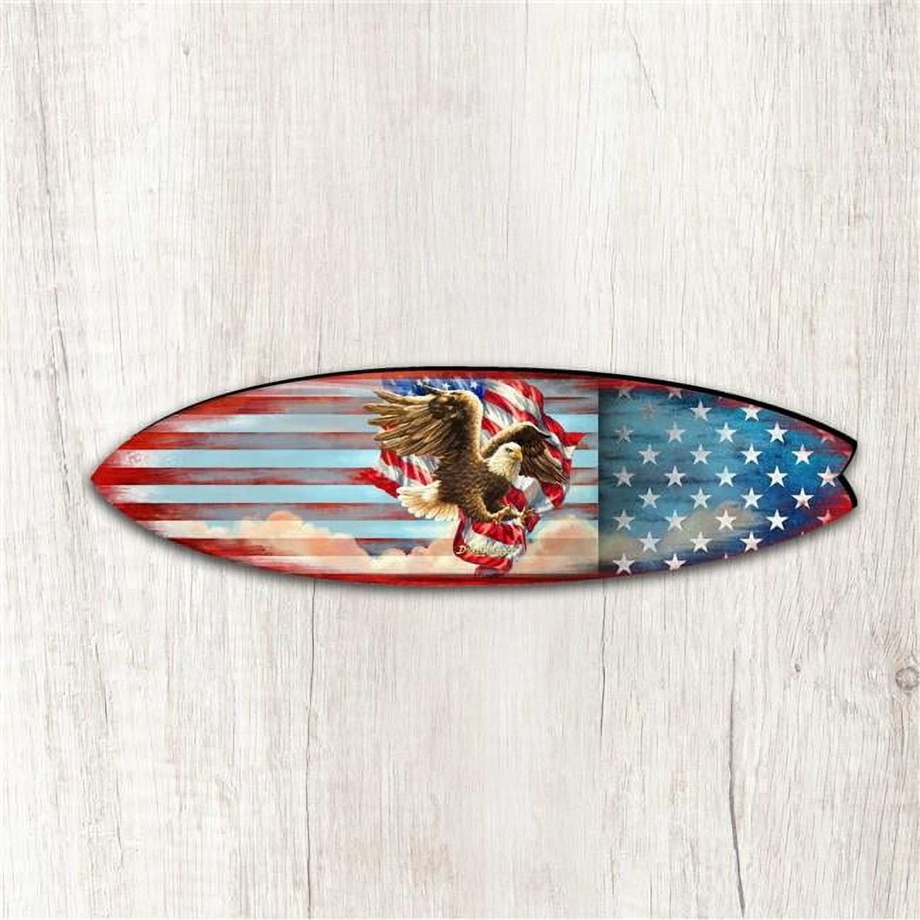 20 x 5.5 in. Patriotic American Flag Surfboard Holiday Outdoor Decor ...