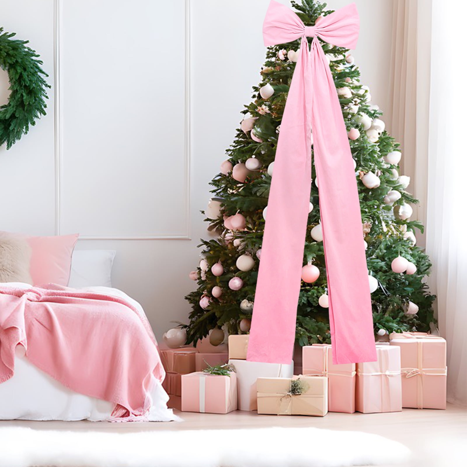 20 x 71 Inches Christmas Extra Large Velvet Bows Christmas Tree Topper Decor Giant Xmas Tree ...