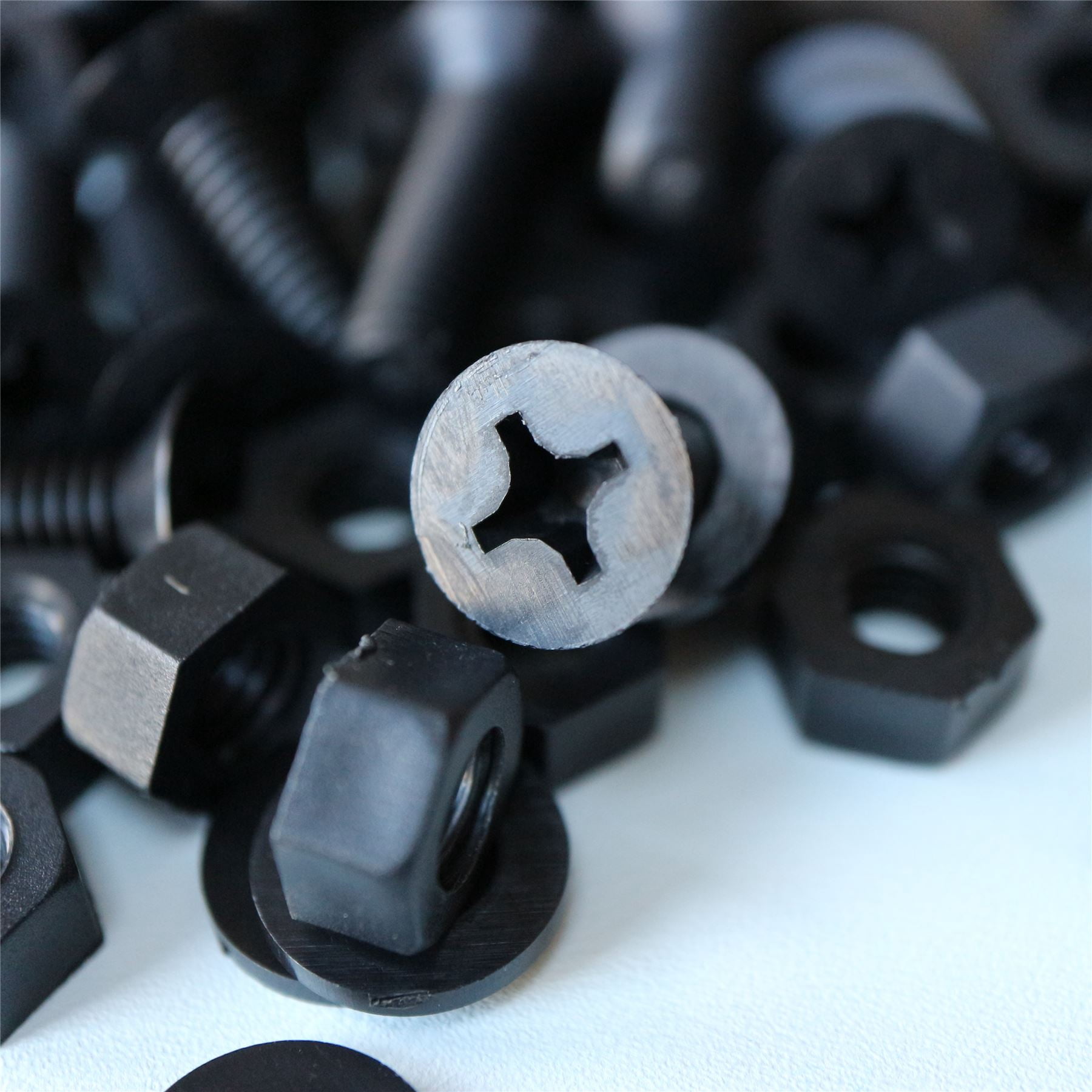 20 x Black Countersunk Screws Polypropylene (PP) Plastic Nuts and Bolts ...