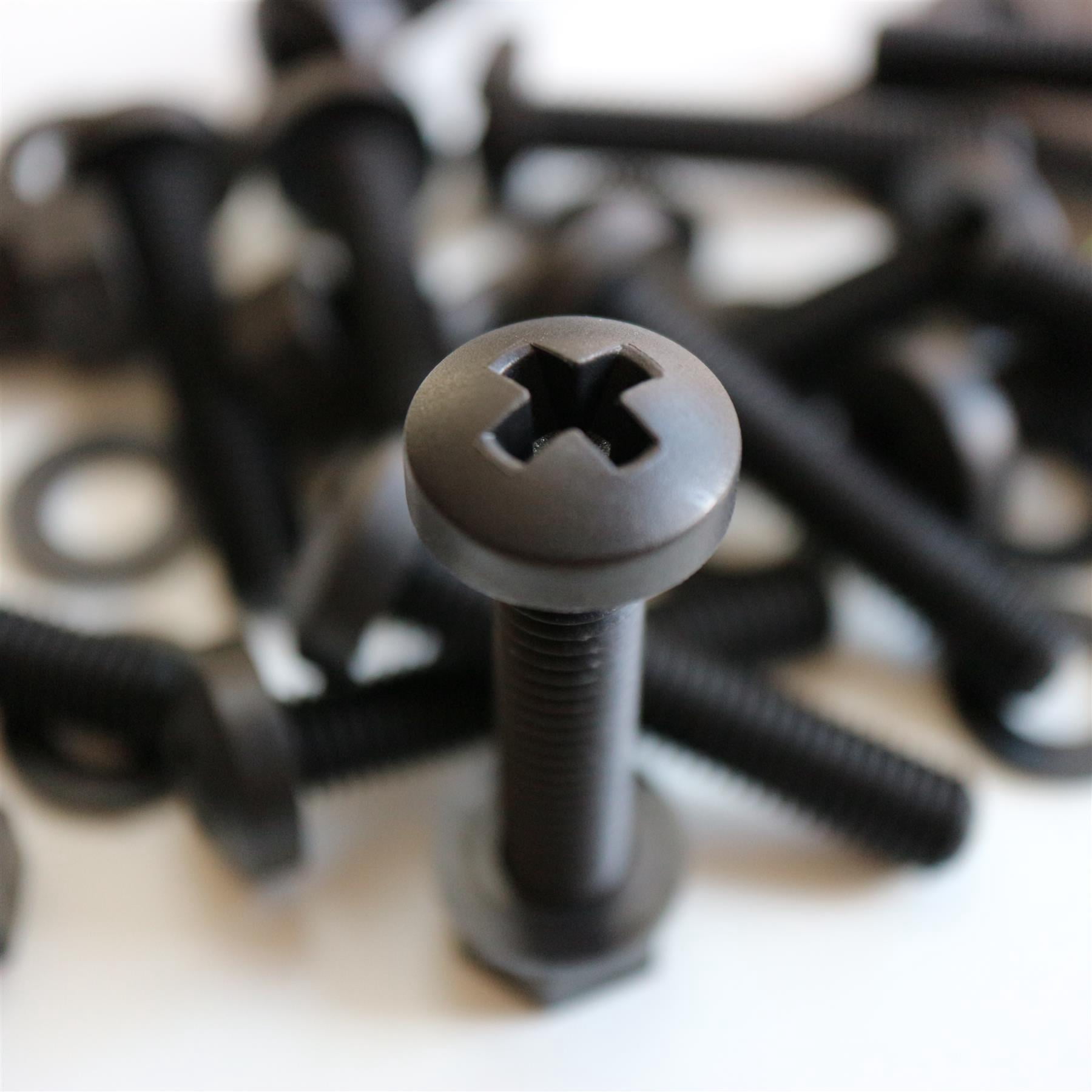 20 x Black Pan Head Screws Polypropylene (PP) Plastic Nuts and Bolts ...