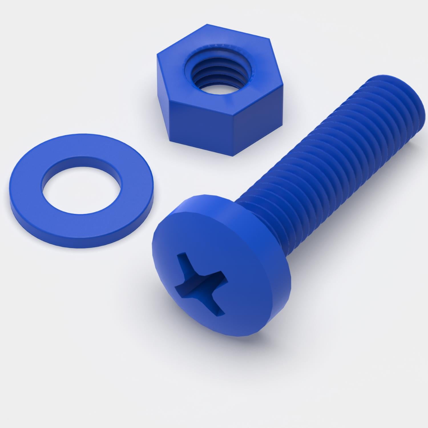 20 x Blue Pan Head Screws Polypropylene (PP) Plastic Nuts and Bolts, M5 ...