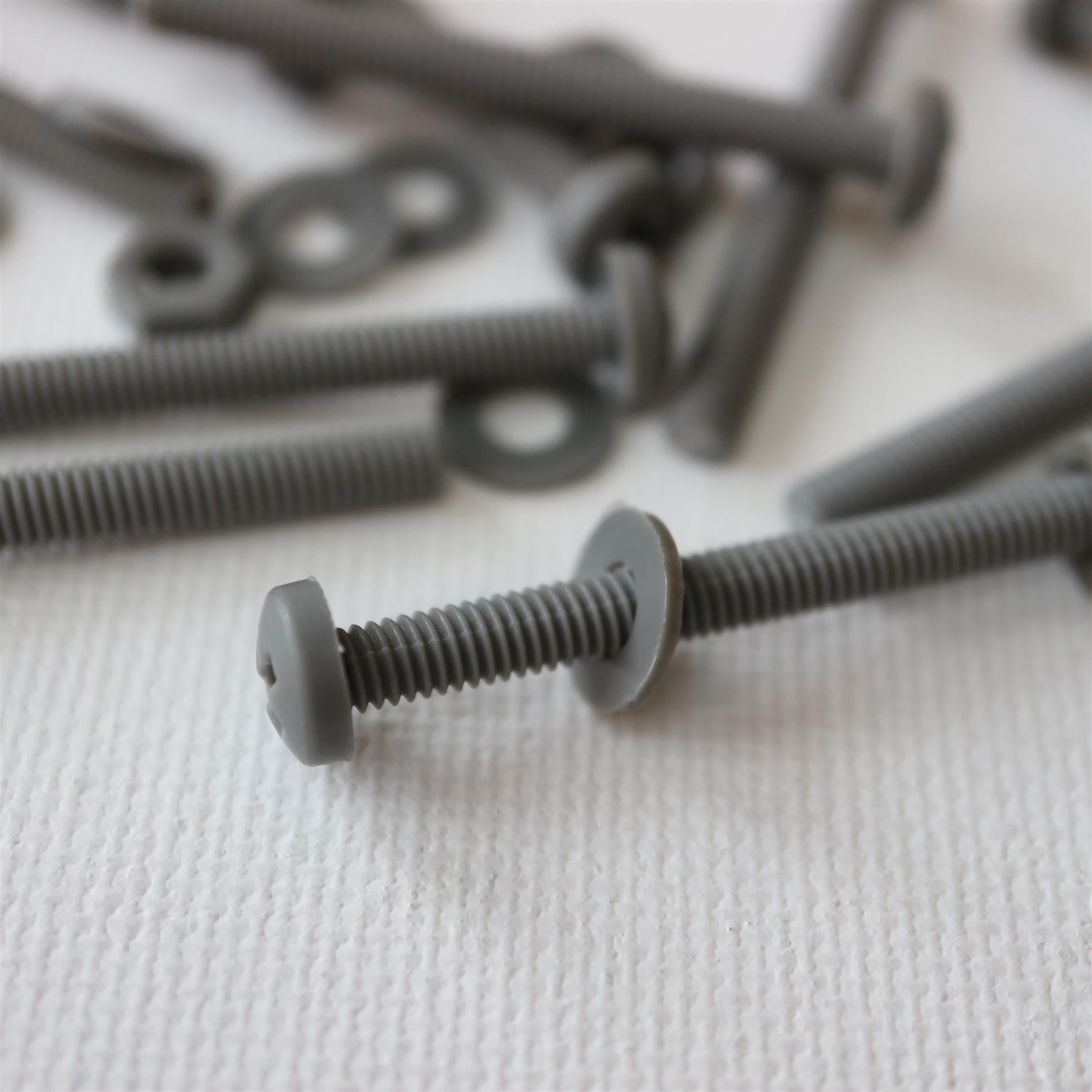 20 x Grey Pan Head Screws Polypropylene (PP) Plastic Nuts and Bolts ...