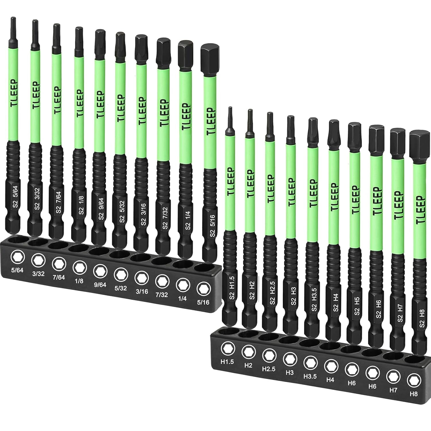 20 x Metric & SAE Allen Wrench Drill Bit Set 1/4" Hex Shank 4" Long Impact Wrench Hex Key Set ...