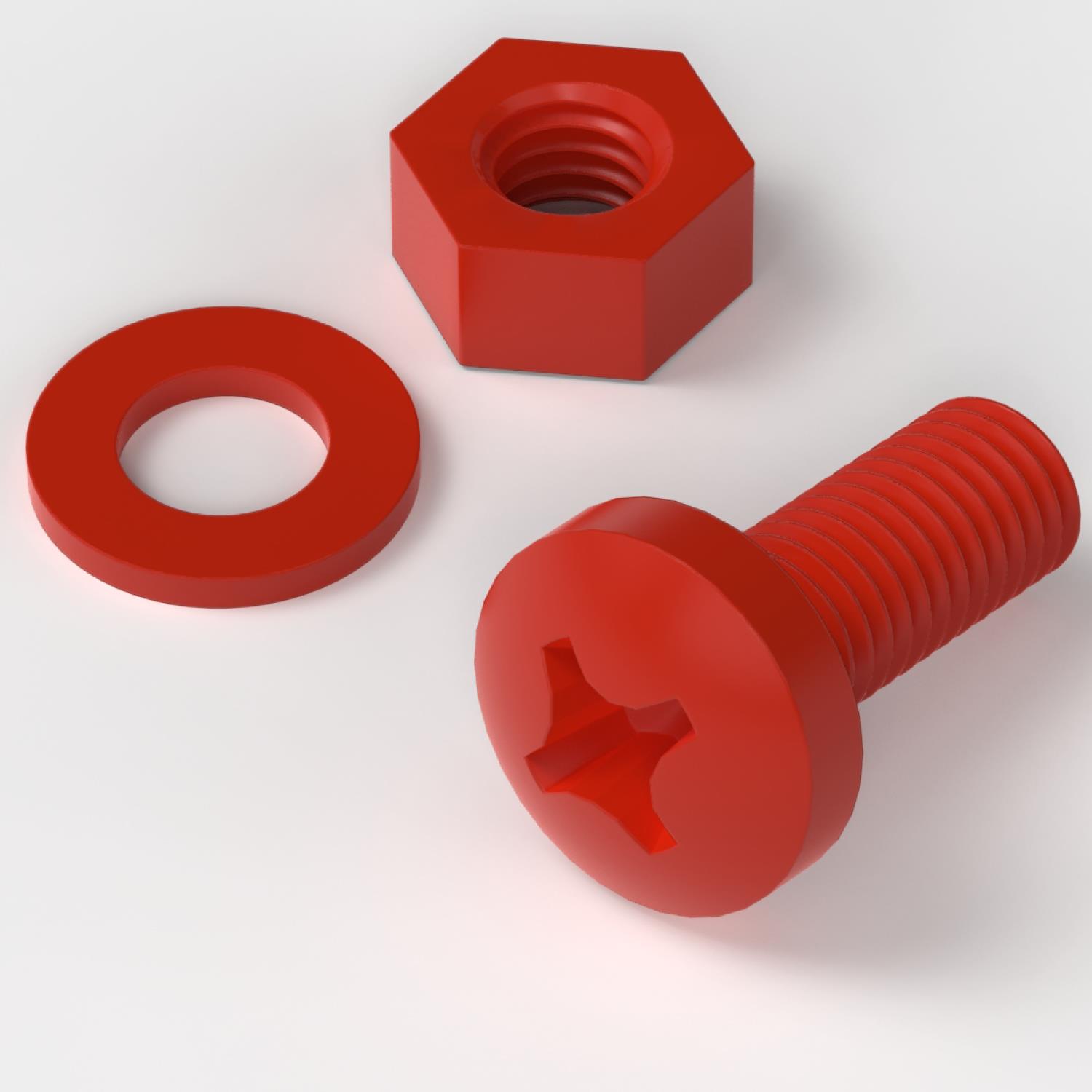 20 x Red Pan Head Screws Polypropylene (PP) Plastic Nuts and Bolts, M8 ...