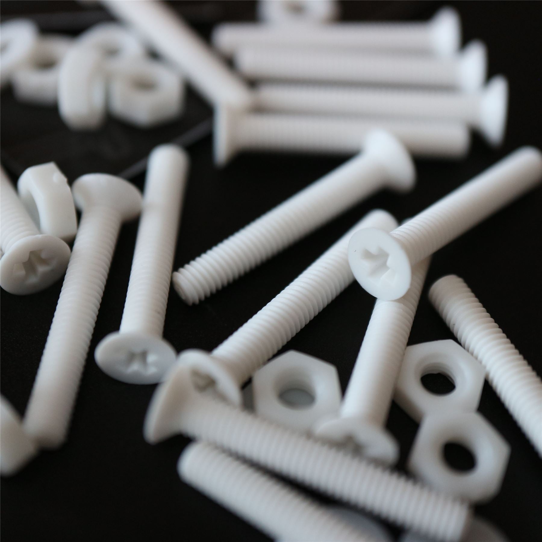20 x White Countersunk Screws Polypropylene (PP) Plastic Nuts and Bolts ...