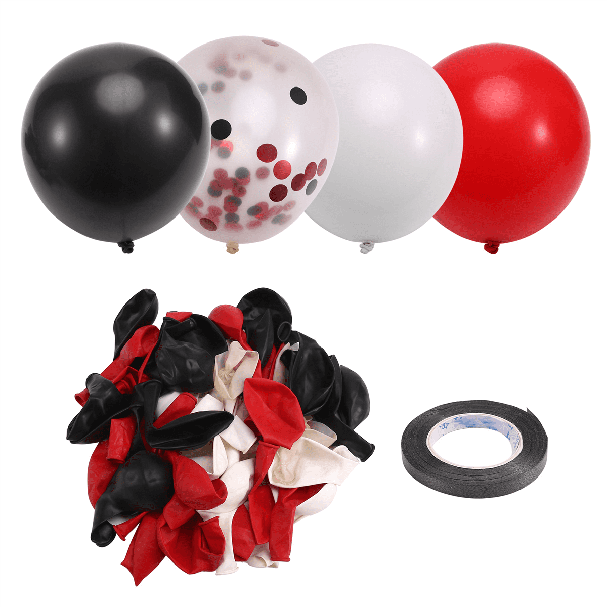 20 x red latex balloon 20 x black latex balloon 10 x red and black sequin balloon 10 x white ...