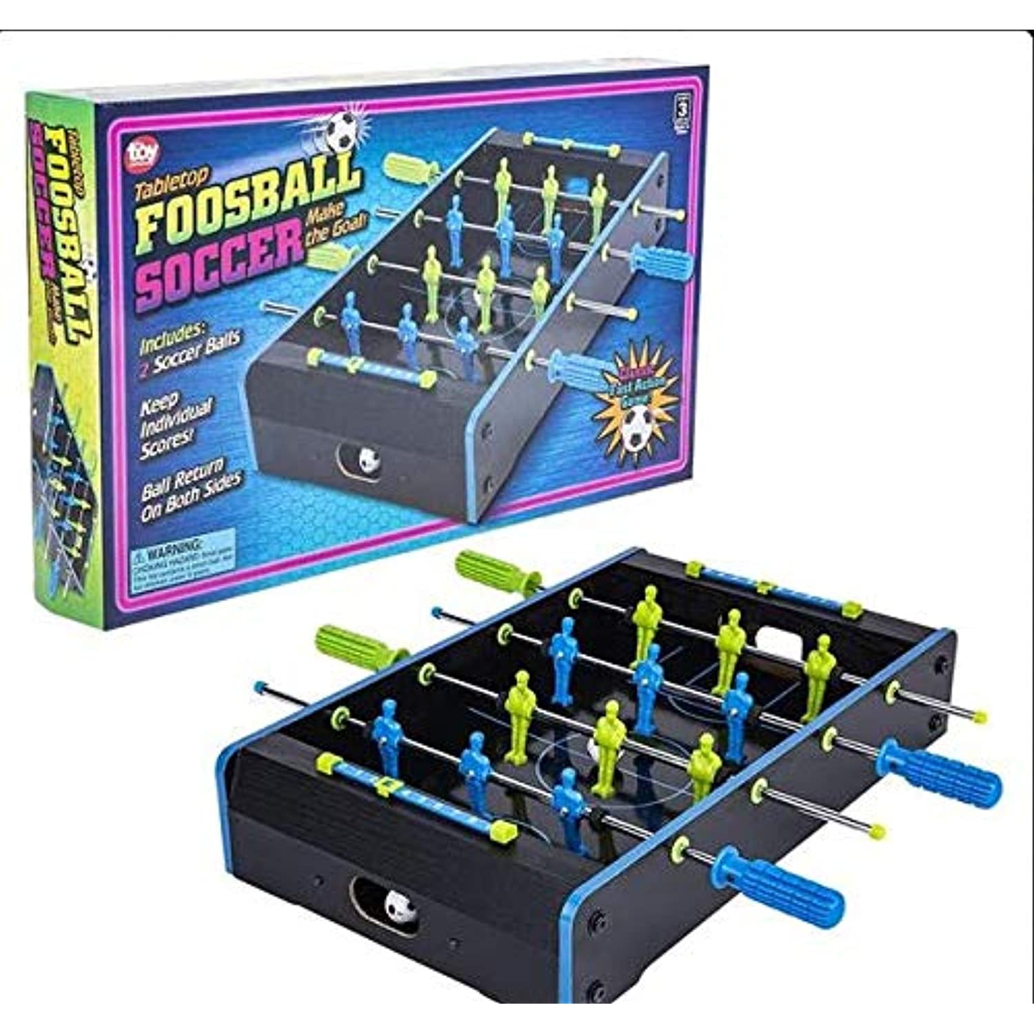 20"x12.25" NEON WOODEN TABLETOP FOOSBALL GAME - Walmart.com