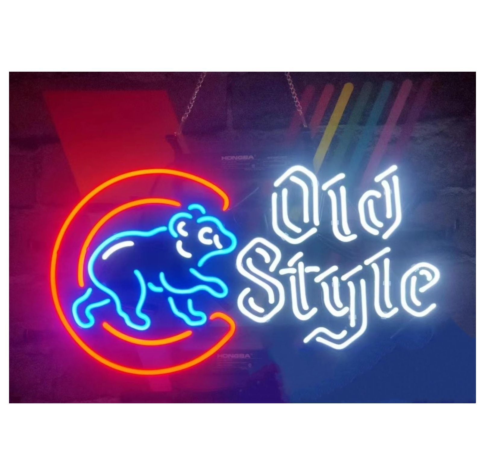 20"x16" Old Style Cubs Walking Bear Neon Sign Light Man Cave Bar Pub ...